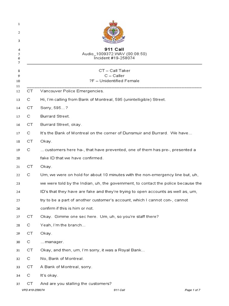 Nov. 23, 2020 - Maxwell Johnson - 911 Transcript REDACTED | PDF | Violence