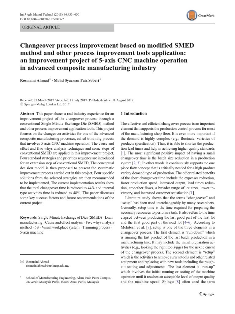 Changeover Process Improvement Based On Modified SMED | PDF ...