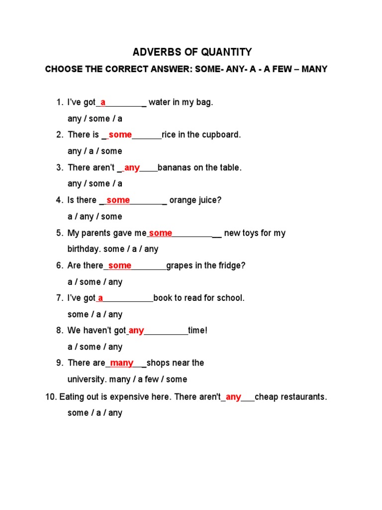 Test Adverbs of Quantity