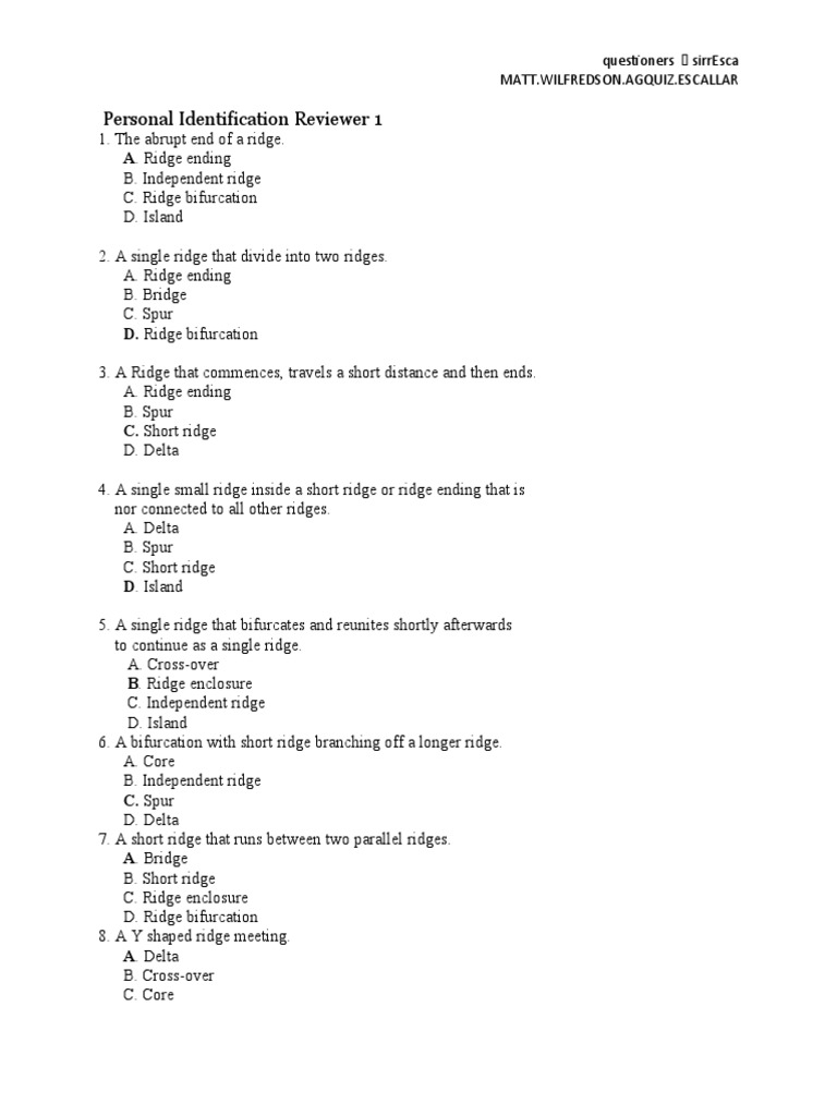 Personal Identification Reviewer 1 | PDF | Fingerprint | Forensics