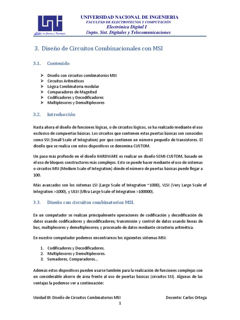 Unidad III - Diseño Con Circuitos MSI | PDF | Decimal codificado en binario | Poco