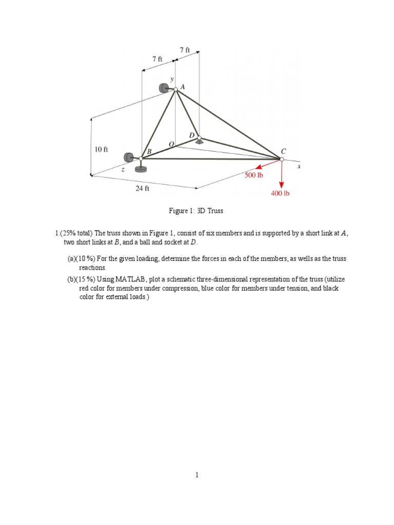Truss and Thermal Analysis with MATLAB | PDF | Cartesian Coordinate ...