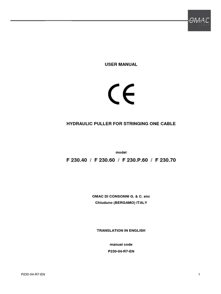 Manual Omac PDF | PDF | Transmission (Mechanics) | Rope