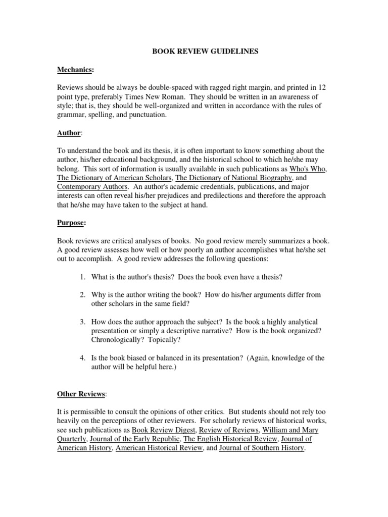 Book Review Guidelines | PDF