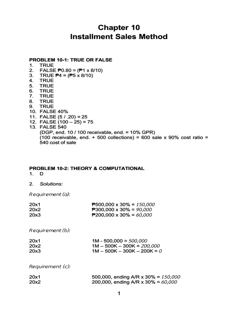 Installment Sales Method Title | PDF | Cost Of Goods Sold | Gross Income