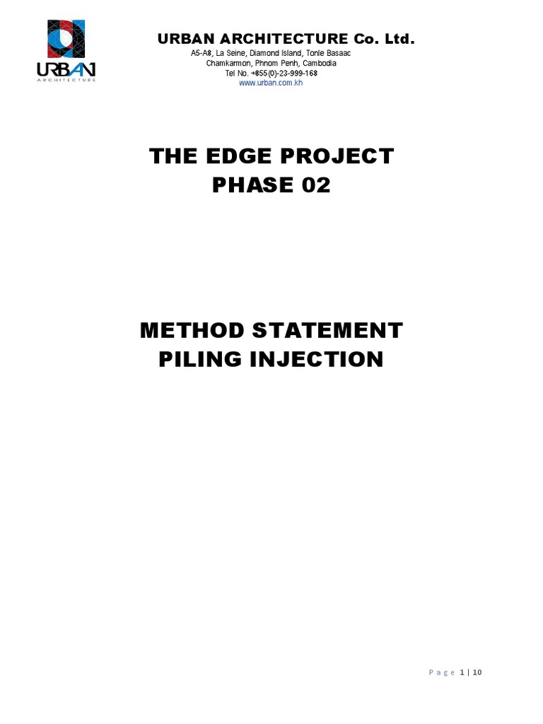 METHOD STATEMENT PILING WORKS Phase 02 | PDF | Crane (Machine) | Deep ...
