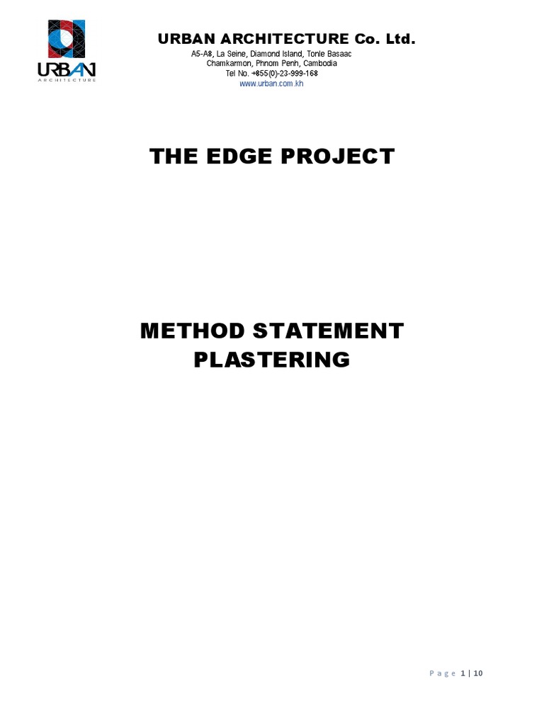 Method Statement Plastering | PDF | Personal Protective Equipment | Plaster