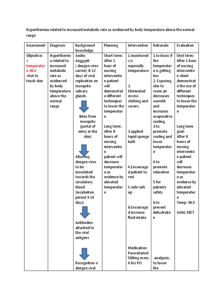 NCP Dengue Fever Hyperthermia and Acute Pain | PDF | Hyperthermia | Medical Specialties