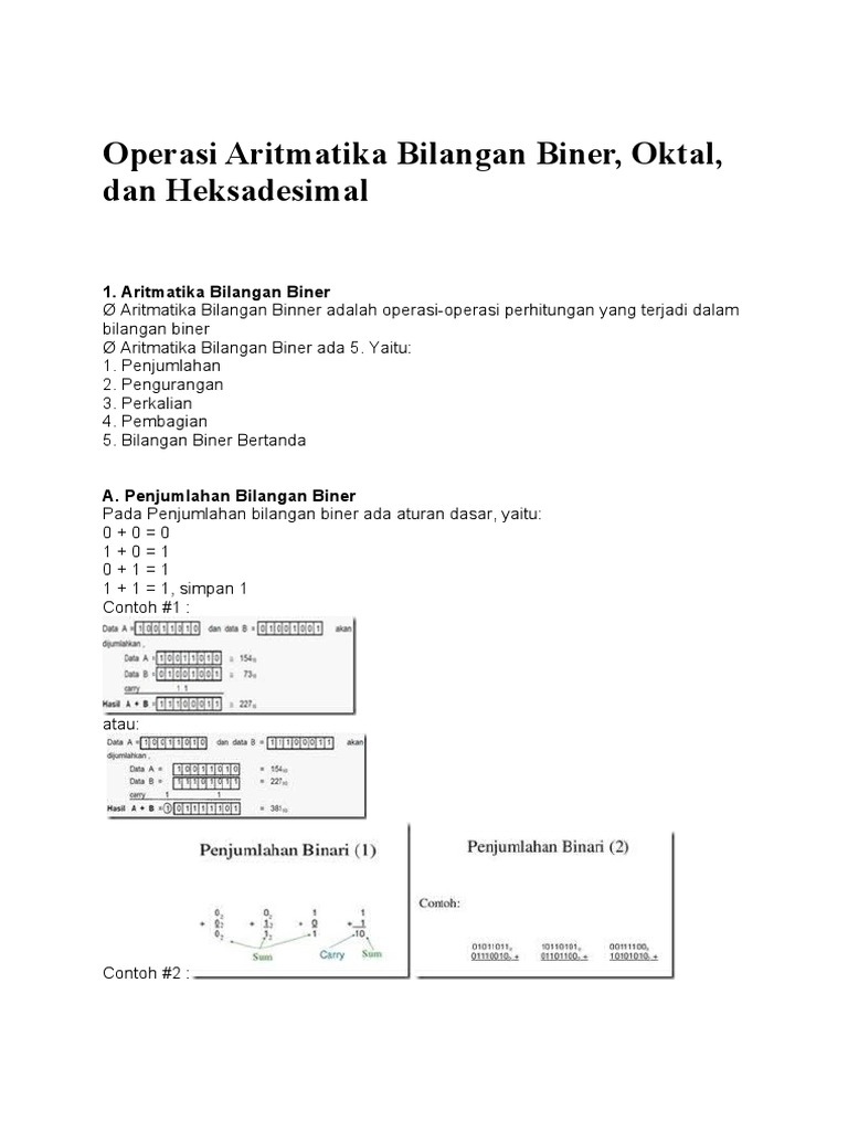 Operasi Aritmatika Bilangan Biner | PDF | Metode & Bahan Ajar