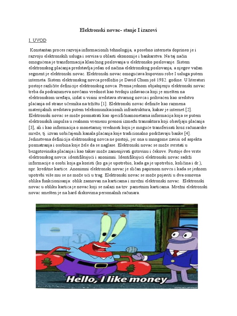 Elektronski Novac - Stanje I Izazovi | PDF
