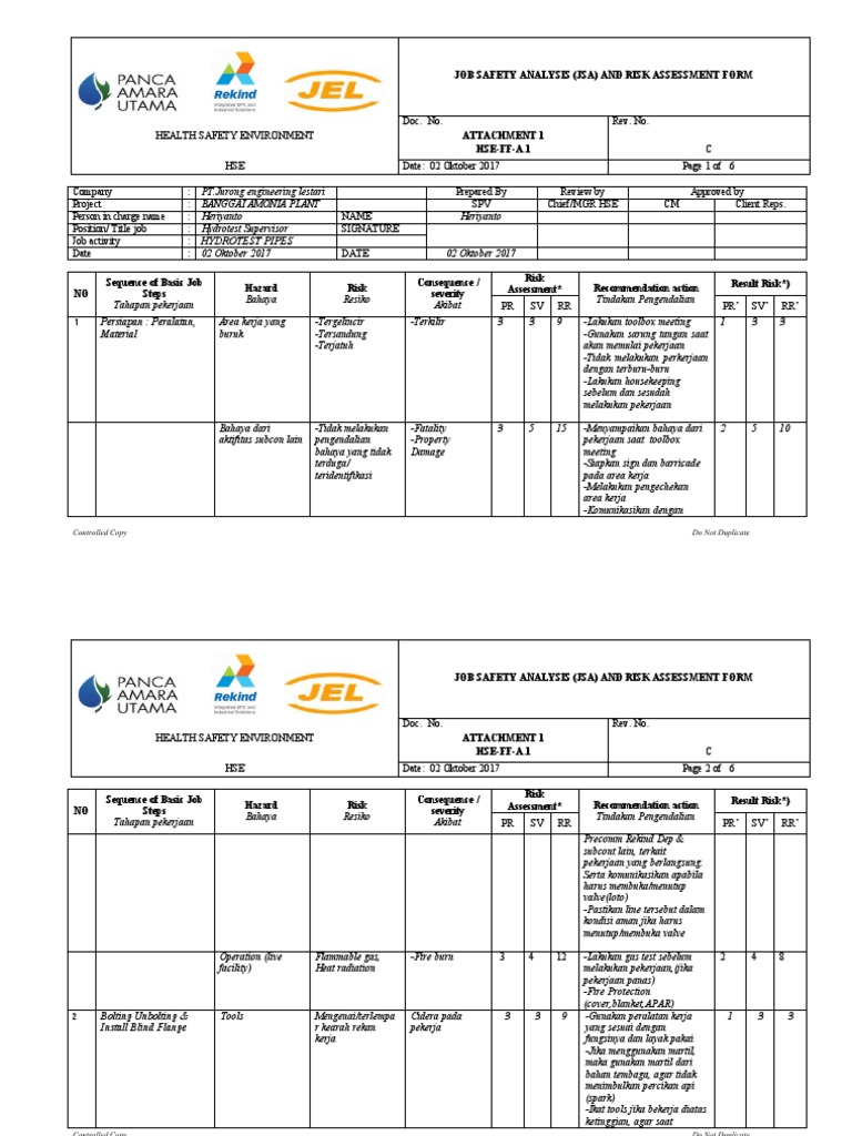 027.JSA Hydrotest Rev | PDF