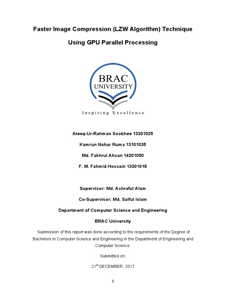 Faster Image Compression (LZW Algorithm) Technique Using GPU Parallel Processing | PDF ...