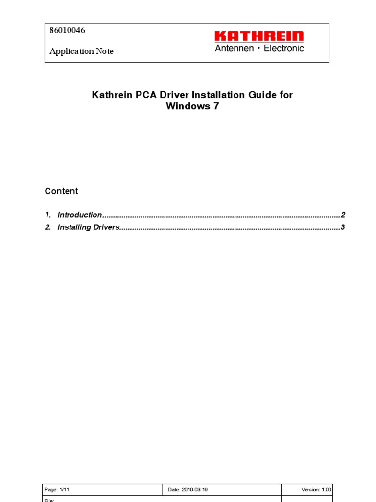 Kathrein PCA Driver Install Guide | PDF | Device Driver | Screenshot