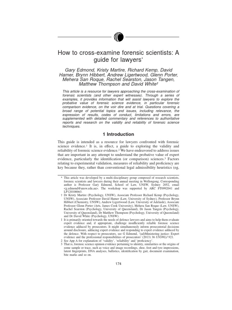 How To Cross-Examine Forensic Scientists: A Guide For Lawyers | PDF ...