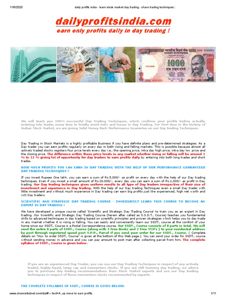 Daily Profits India - Learn Stock Market Day Trading - Share Trading ...