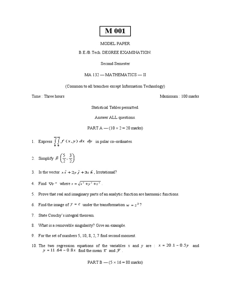 m2 Ques | PDF | Function (Mathematics) | Integral