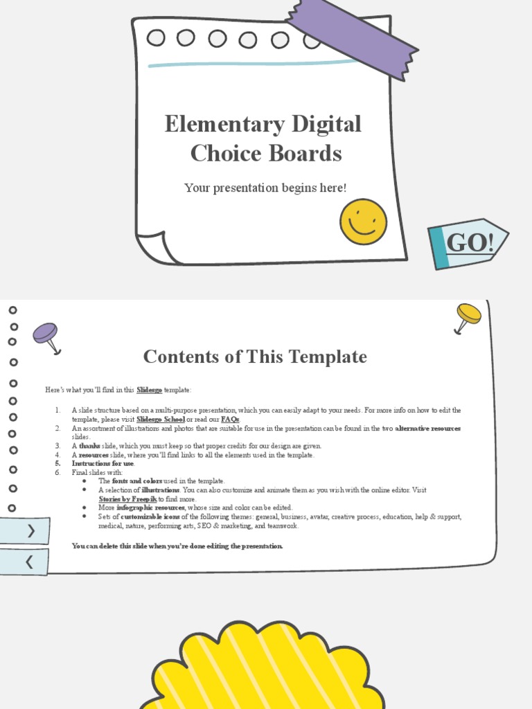 Elementary Digital Choice Boards by Slidesgo | PDF | Planets | Saturn