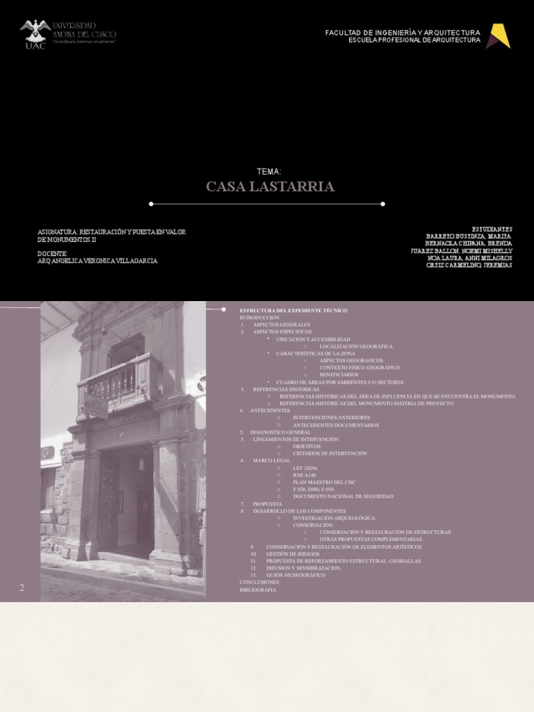 Restauración de Casa Lastarria en Cusco | PDF | Fundación (Ingeniería ...
