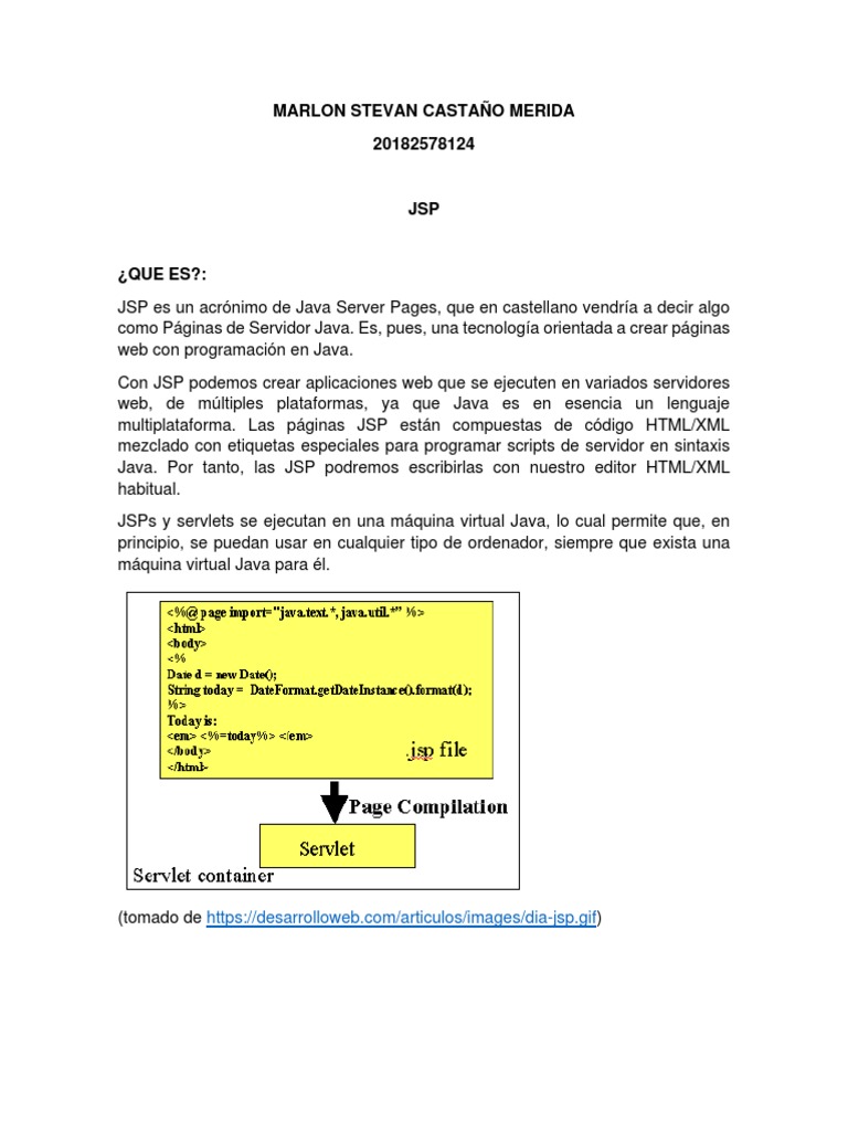 Taller Jsp Pdf Páginas Del Servidor Java Servlet Java 