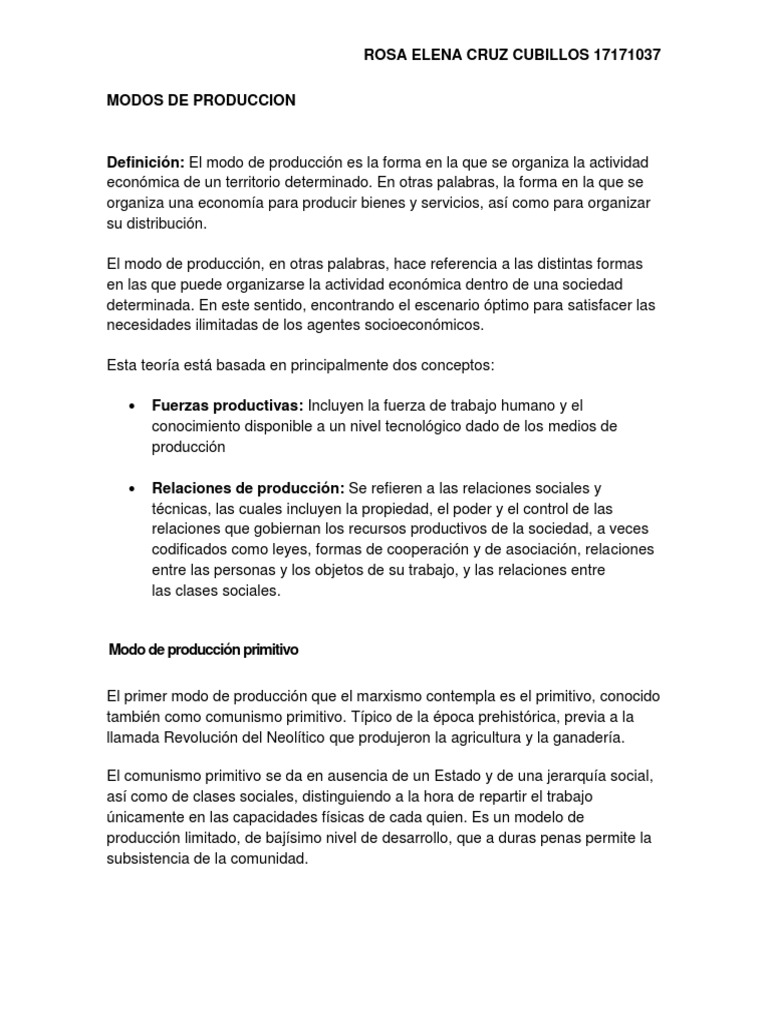 Modos de Produccion | PDF | Historia del pensamiento económico | Feudalismo