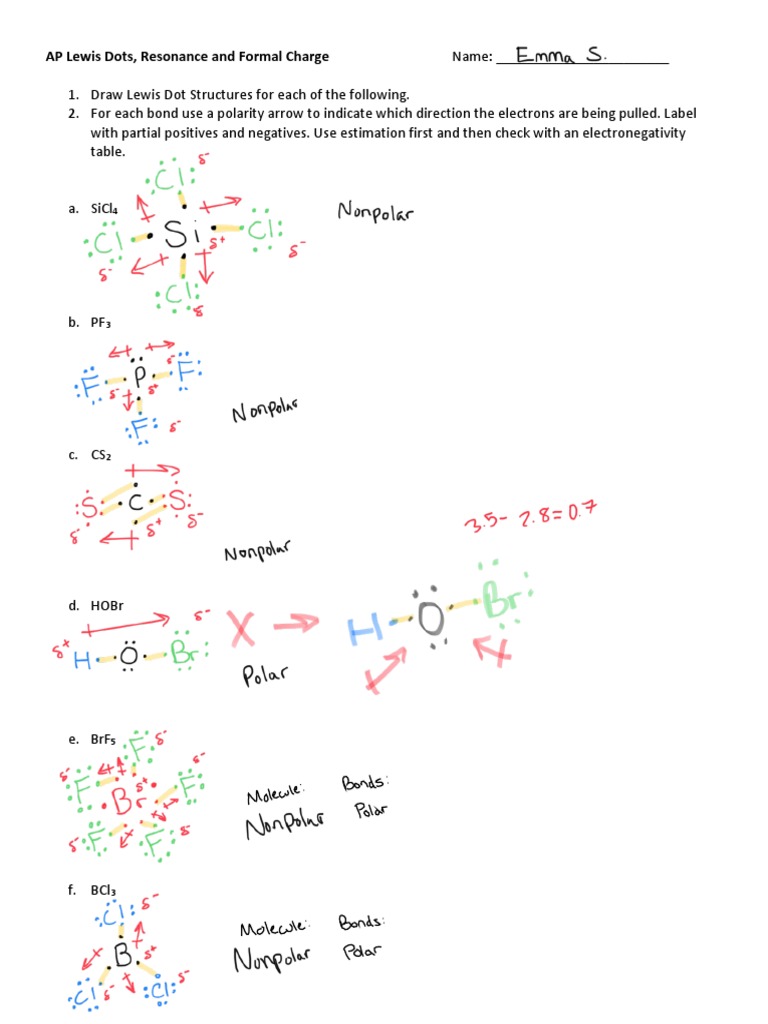 AP Lewis Dots, Resonance and Formal Charge | PDF | Teaching Methods ...