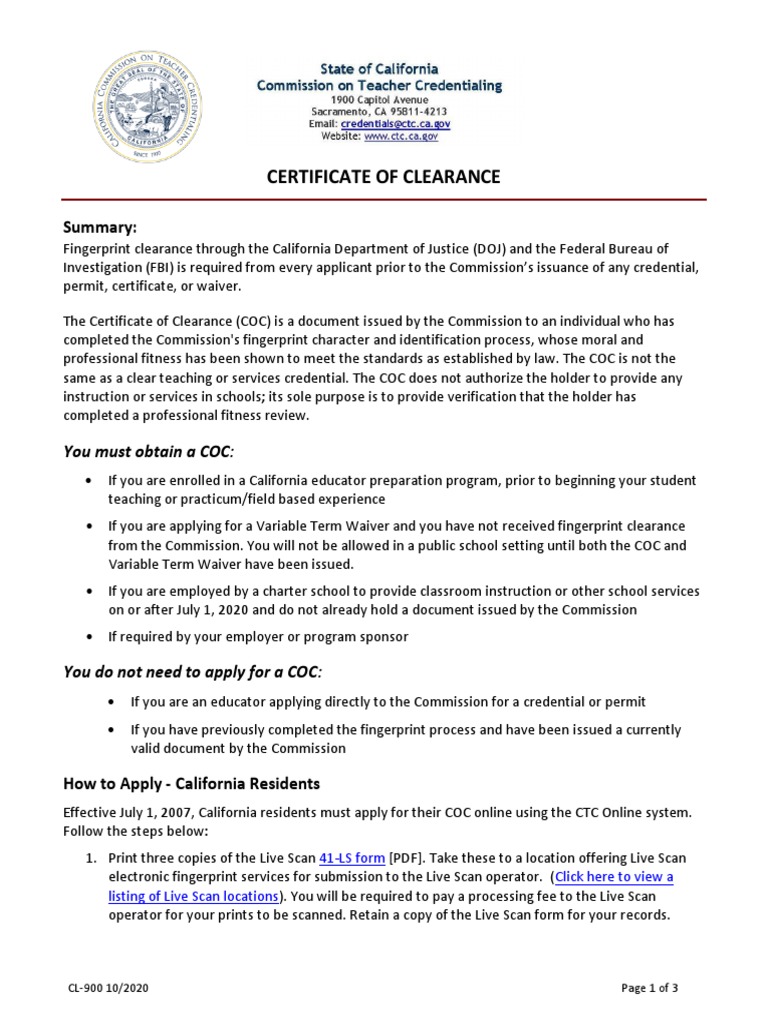 Obtaining a Certificate of Clearance: A Guide to California's ...