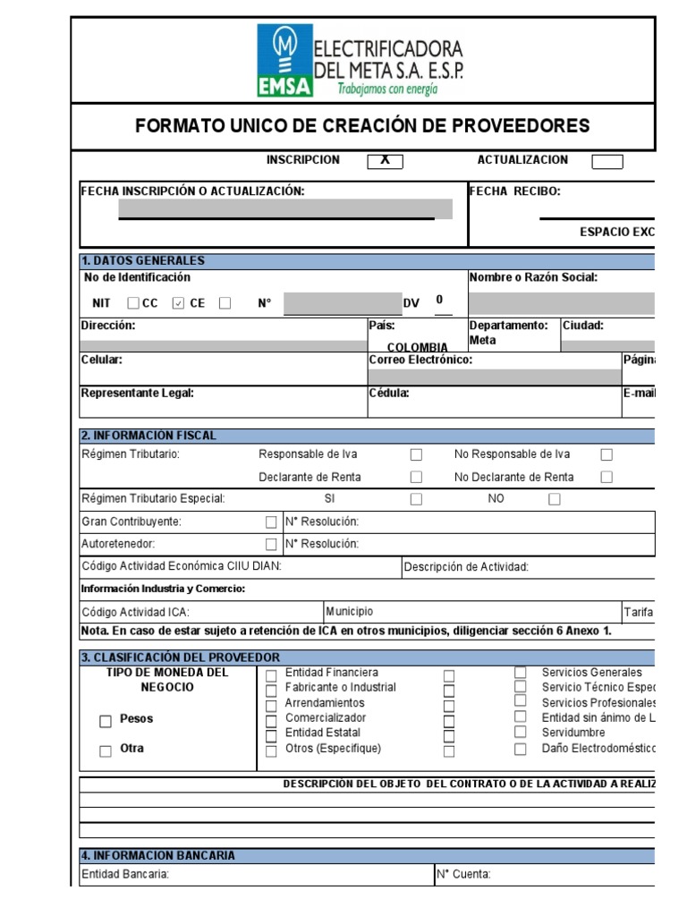 Formato de Creacion de Proveedores | PDF | Contabilidad | Economias