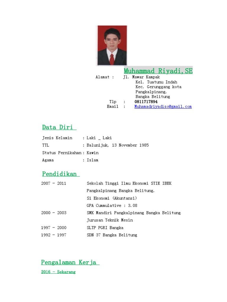 CV Muhammad Riyadi | PDF | Bisnis
