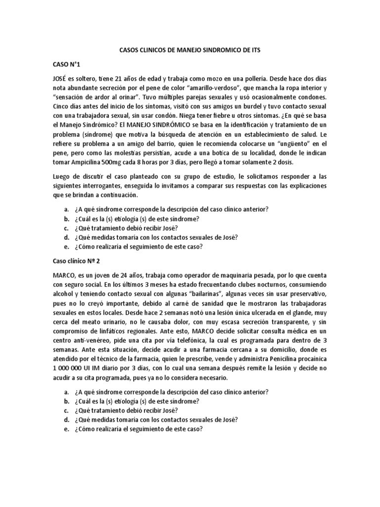 Casos Clinicos de Manejo Sindromico de Its | PDF | Condón | Infección transmitida sexualmente