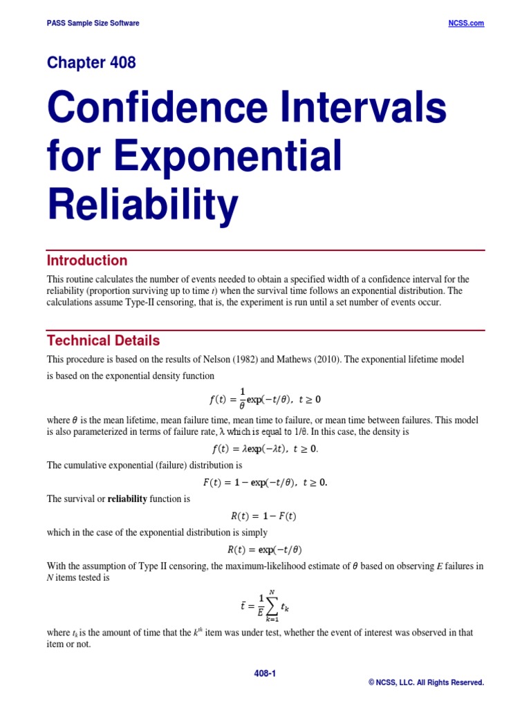Confidence Intervals For Exponential Reliability PDF | PDF | Confidence ...