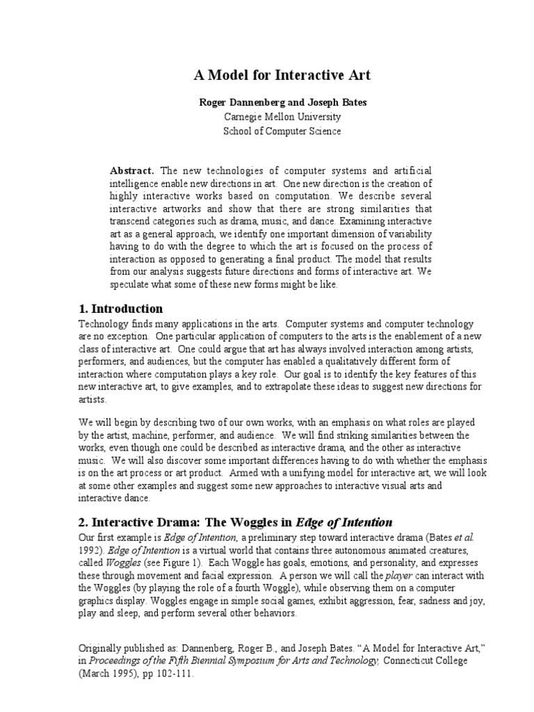 Interactive Art Model and Examples | PDF | Interactive Art | System