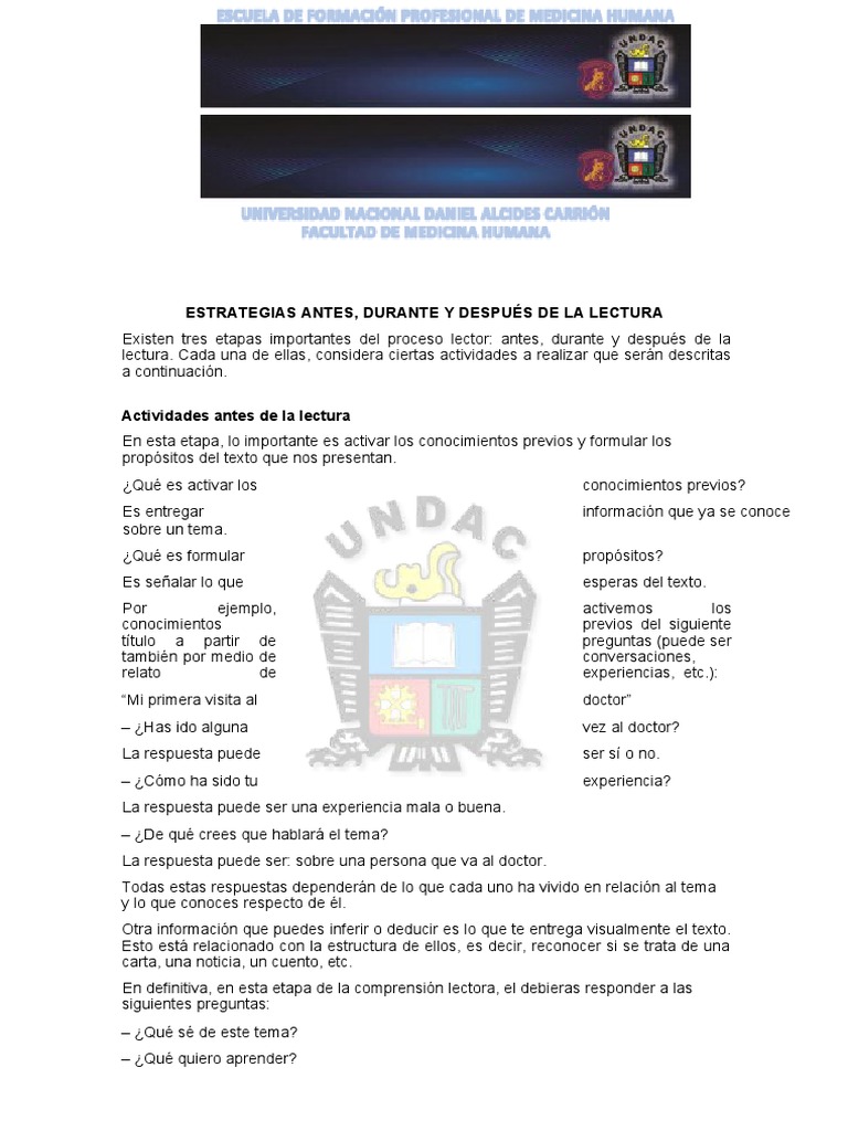 Estrategias de Lectura: Antes, Durante y Después | PDF | Información ...