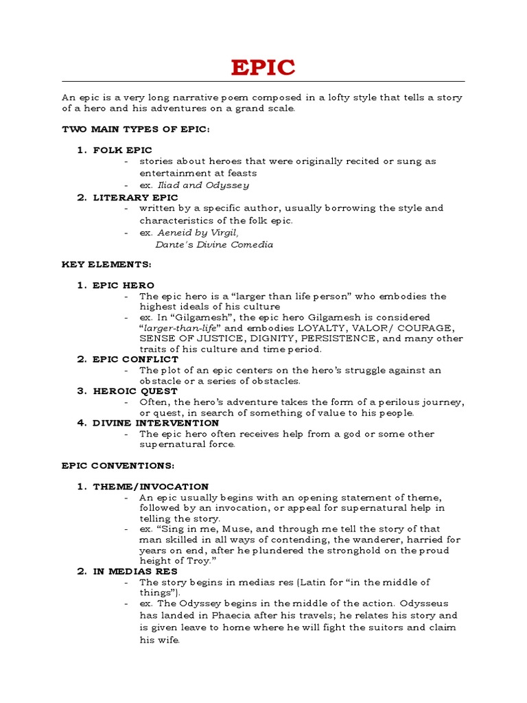 Two Main Types of Epic: 1. Folk Epic: Dante's Divine Comedia | PDF ...