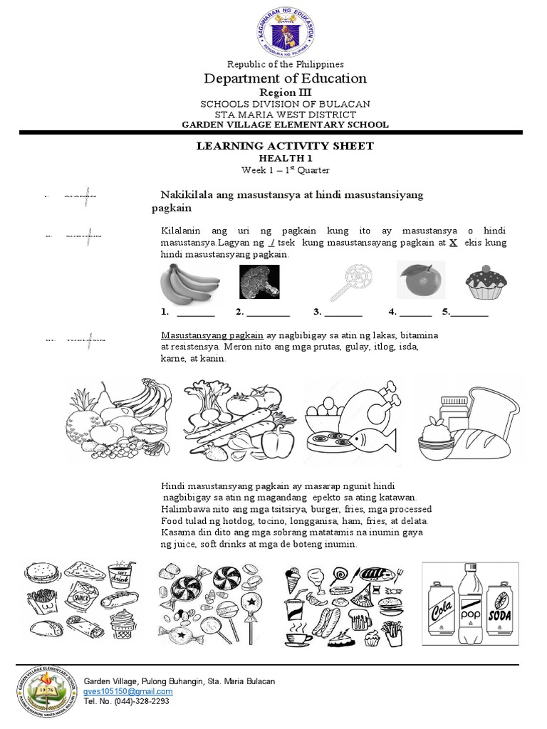 Revised - Health - Grade 1 - Q1 - W1 | PDF