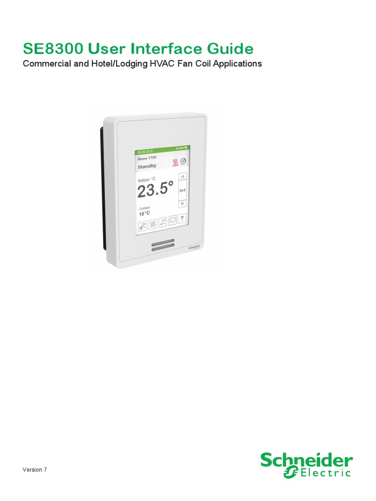 SE8300 User Interface Guide: Commercial and Hotel/Lodging HVAC Fan Coil ...