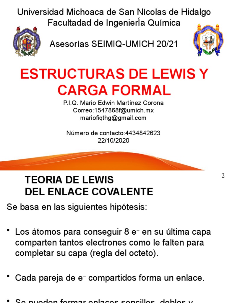Estructuras de Lewis y Carga Formal | PDF | Enlace químico | Enlace ...