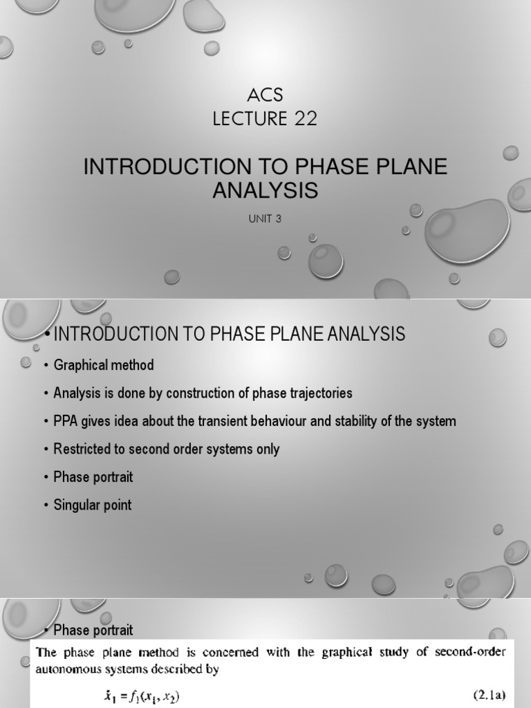 ACS Introduction To Phase Plane Analysis: Unit 3 | PDF
