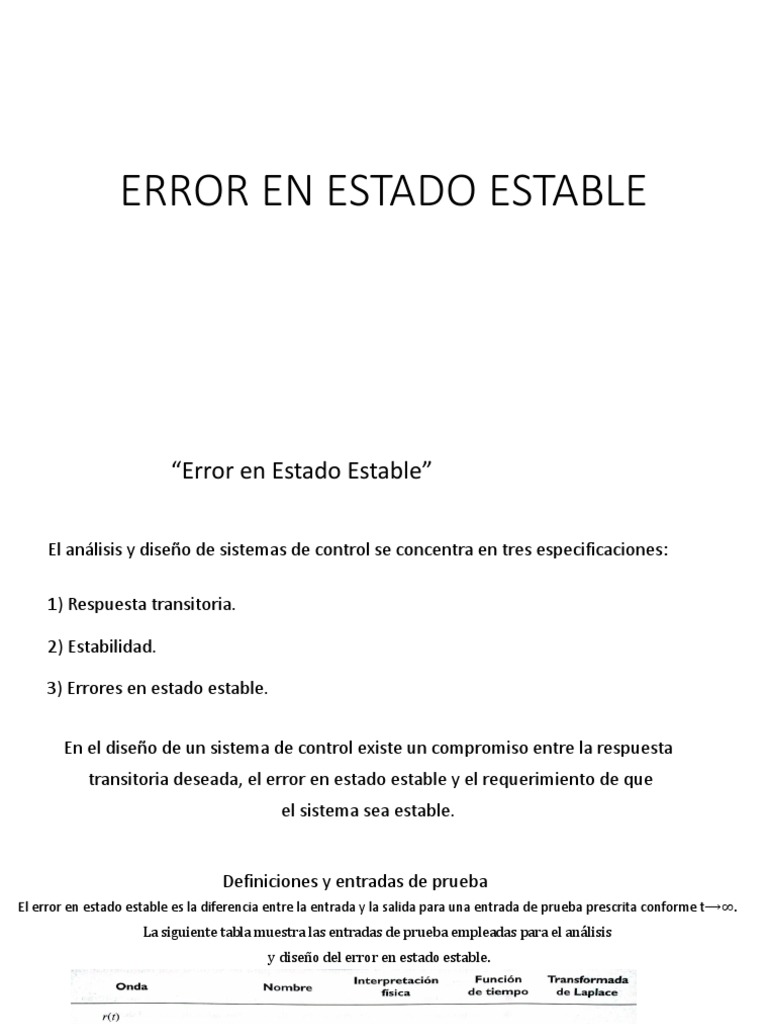 Error en Estado Estable | PDF | Sistema de control | Física