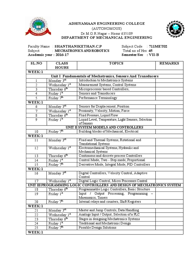 Lesson Plan MR | PDF | Mechatronics | Robot