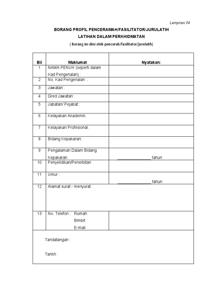04 Borang Profil Penceramah | PDF