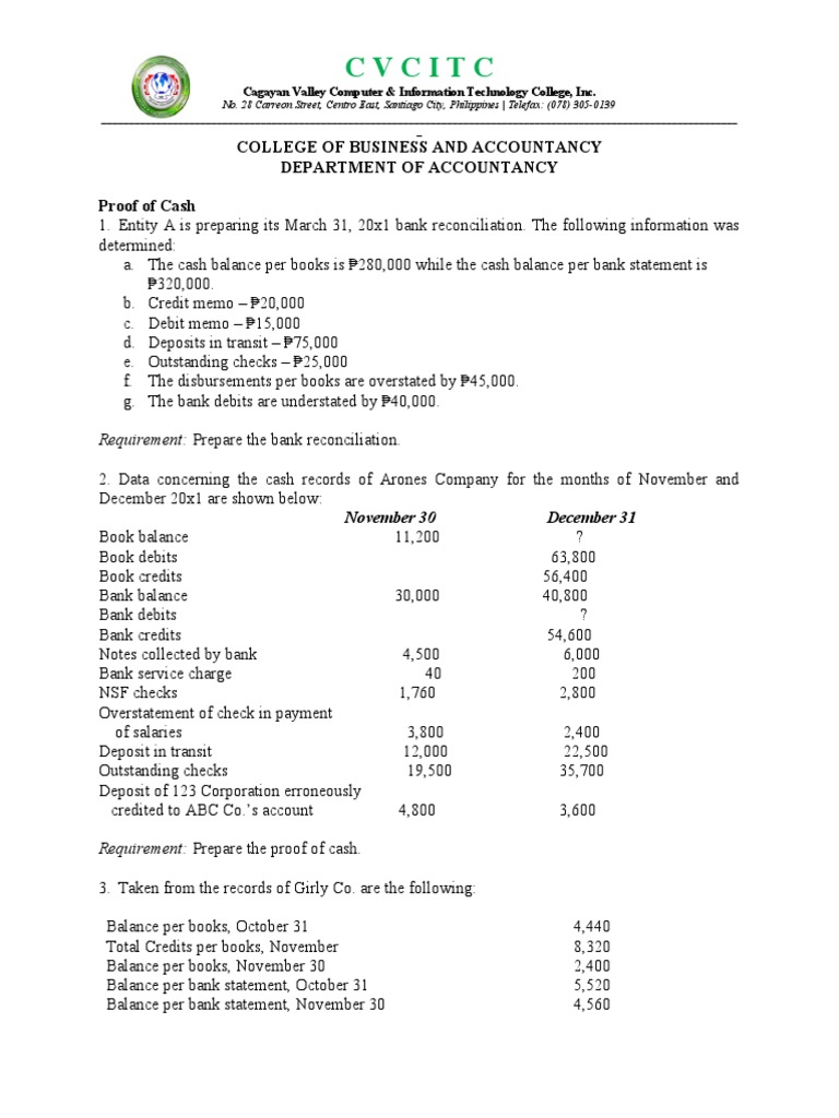 Cvcitc: College of Business and Accountancy Department of Accountancy ...