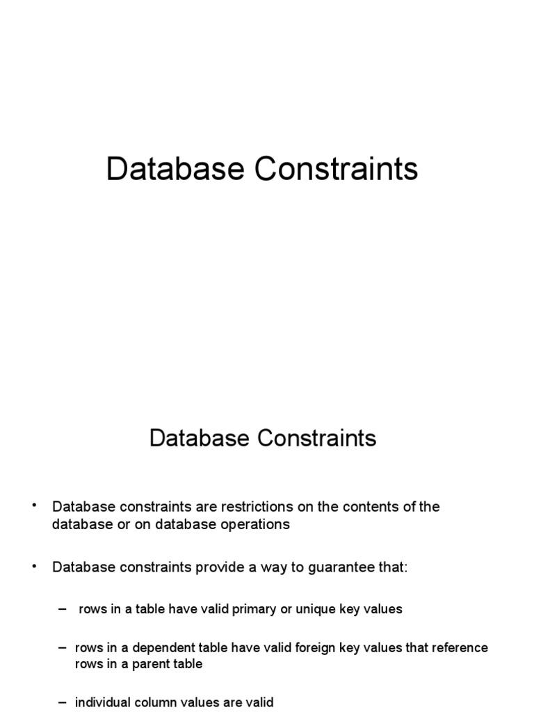 Enforcing Data Integrity Through Database Constraints Pdf Relational Database Data Model