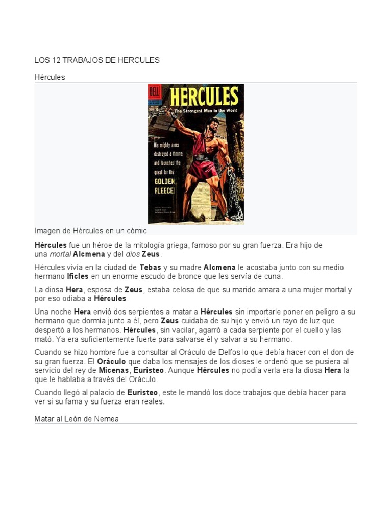 Los 12 Trabajos de Hercules | PDF | Personajes mitologicos | Argonautas
