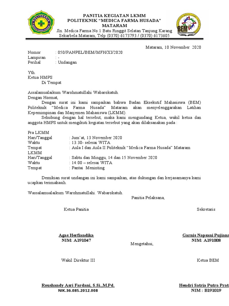 Surat Undangan HMPS | PDF