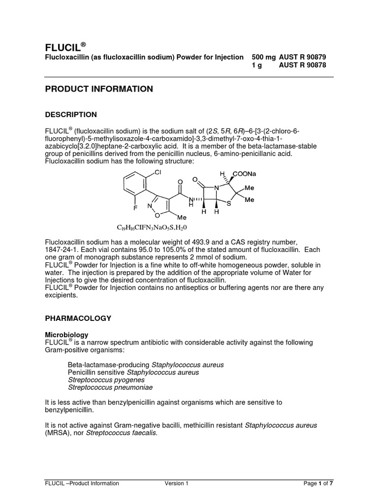 Flucil: Product Information | PDF | Penicillin | Dose (Biochemistry)