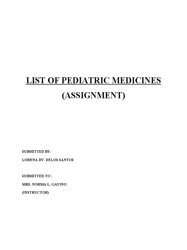 List of Pediatric Medicines | PDF