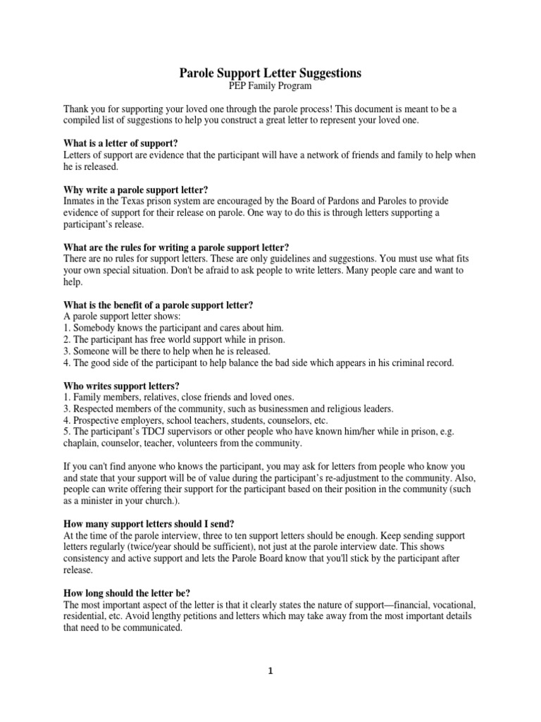Parole Letter Suggestions For Families Final 06 09 PDF | PDF | Prison ...