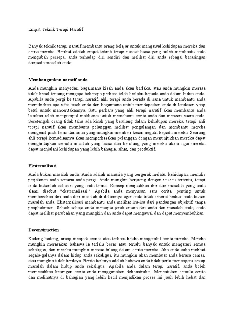 Empat Teknik Terapi Naratif David Epston | PDF