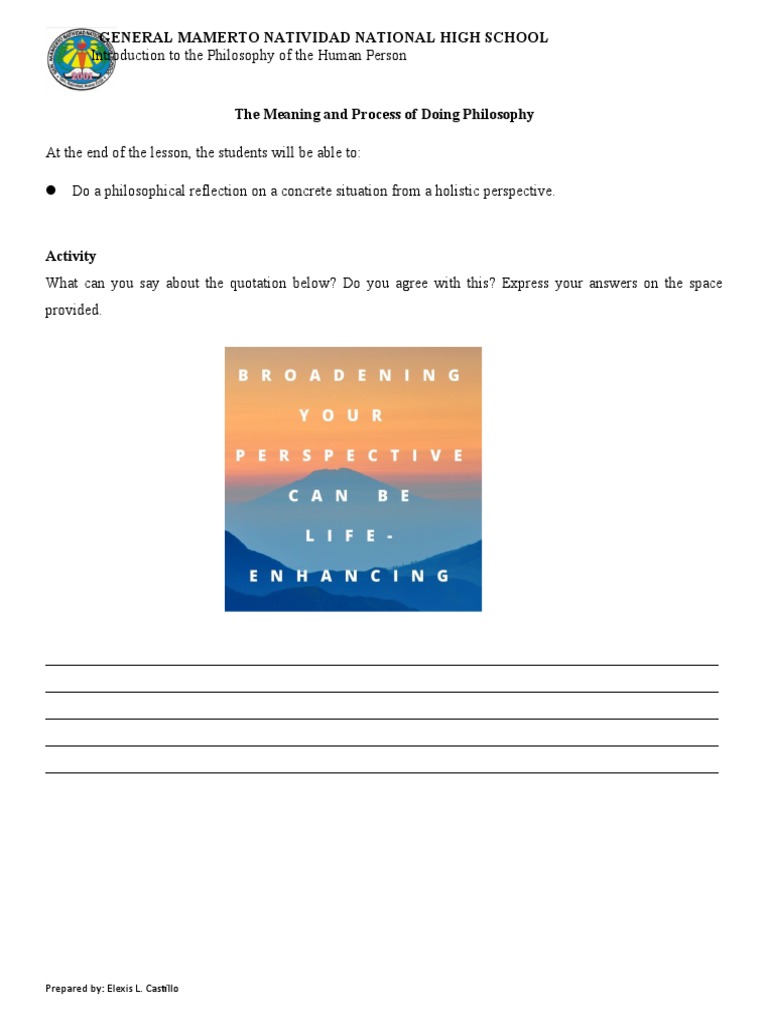 1.3 The Meaning and Process of Doing Philosophy | PDF | Curriculum ...