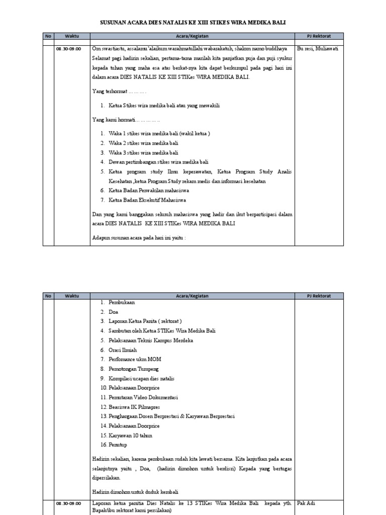 TEKS MC DIES NATALIS XIII Salinan | PDF